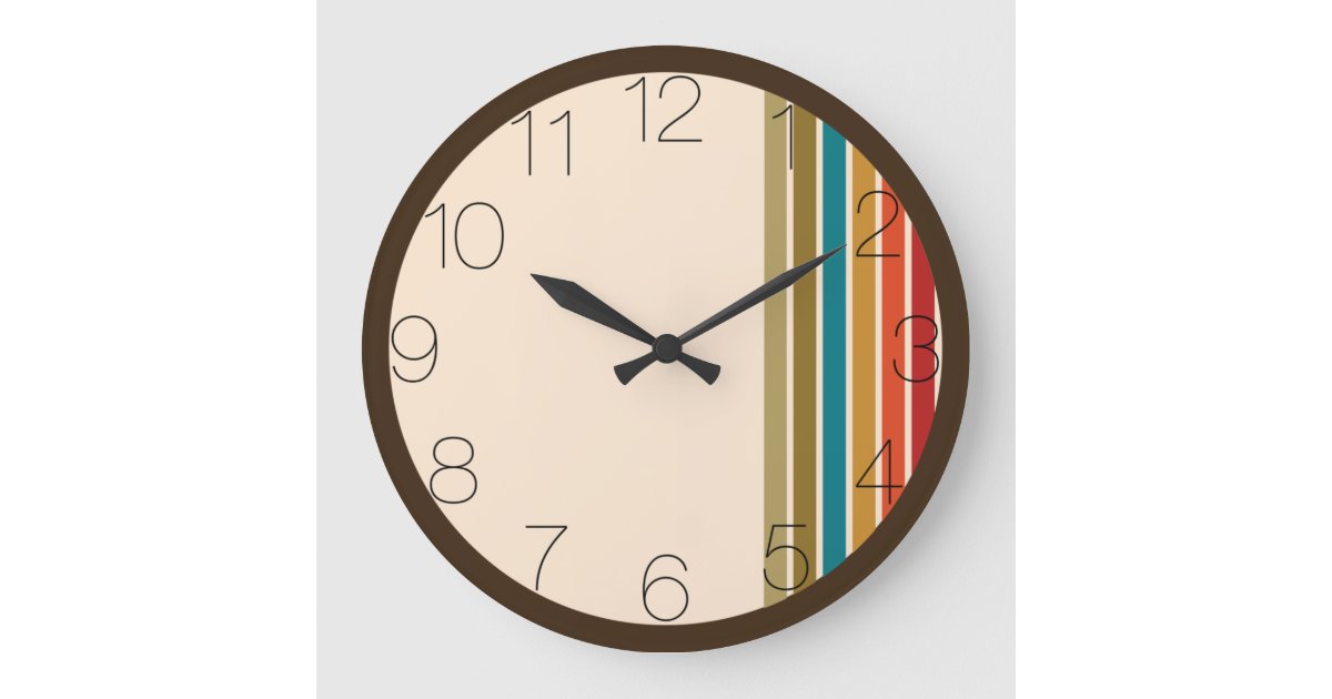Unique 70's Coloured Stripe Wall Clock | Zazzle