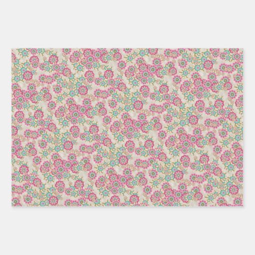 Unique Abstract Japanese Flowers Art Pattern Wrapping Paper Sheets | Zazzle