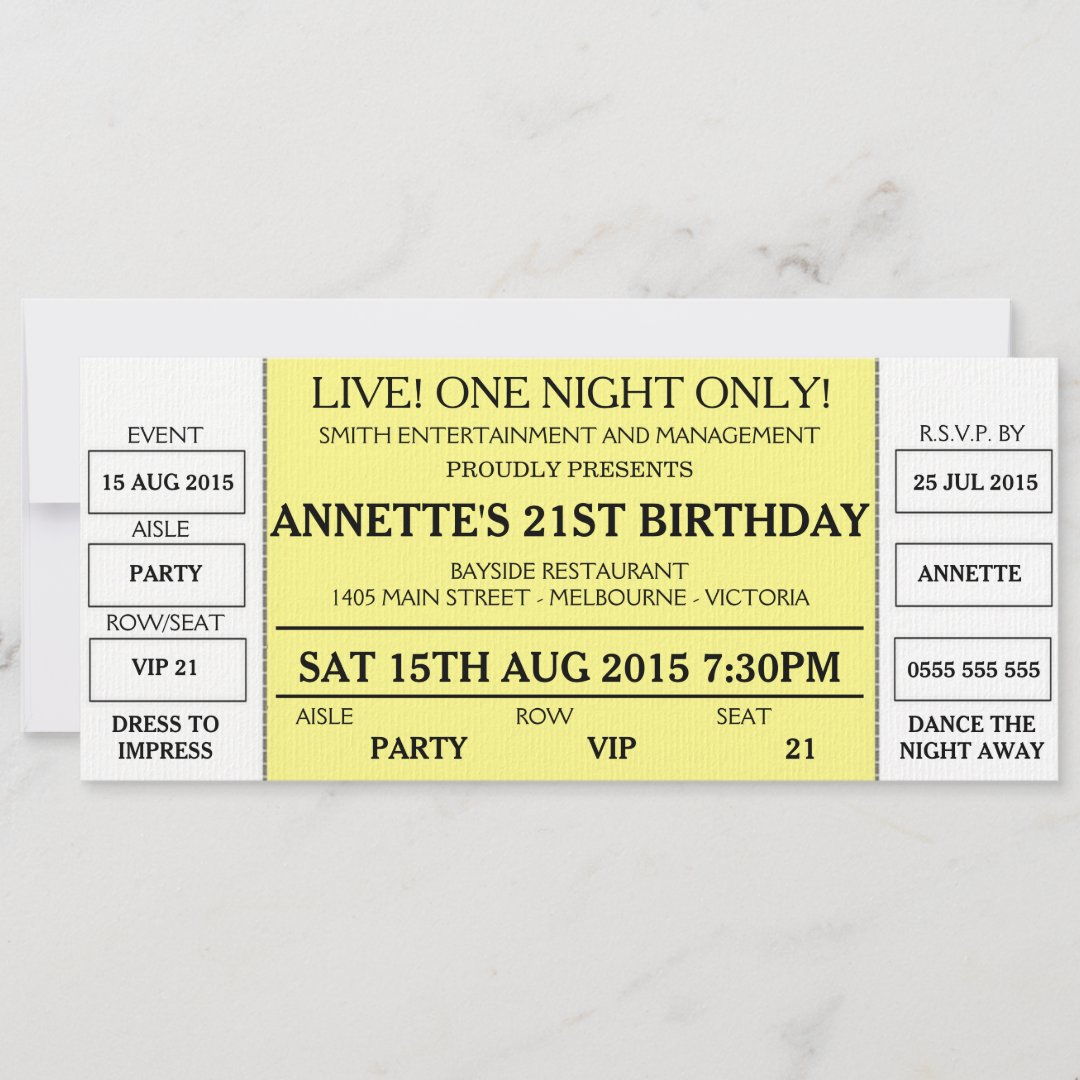 Unique Birthday Invitation (Concert Ticket Styled) | Zazzle