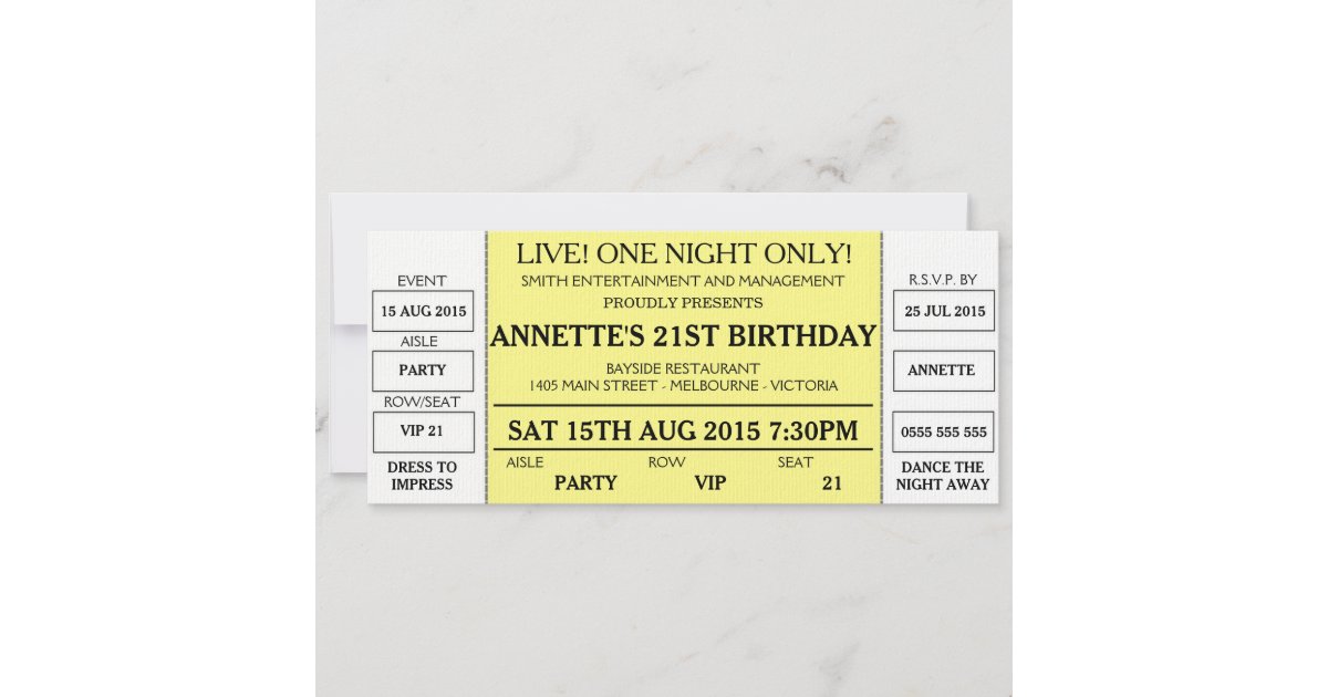 Unique Birthday Invitation (Concert Ticket Styled) | Zazzle