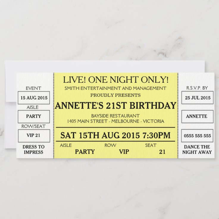 Unique Birthday Invitation (Concert Ticket Styled) | Zazzle