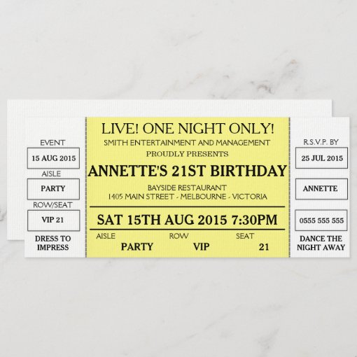 Unique Birthday Invitation (Concert Ticket Styled) | Zazzle