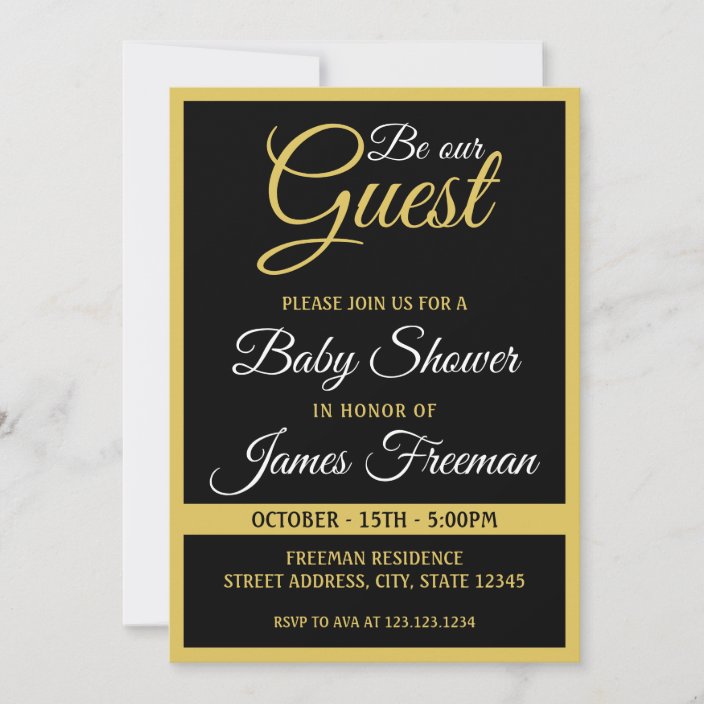 Unique Black & Gold Baby Shower Invitation | Zazzle.com