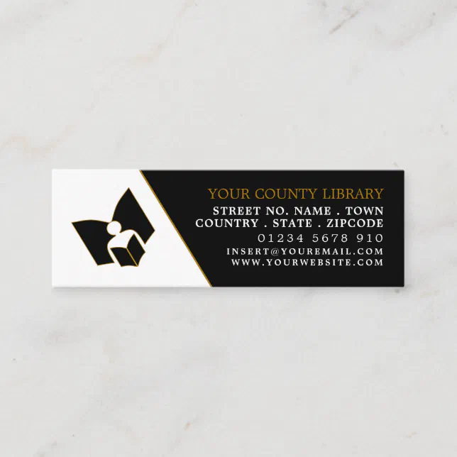 Unique Black & Gold Library Bookmark Business Card | Zazzle