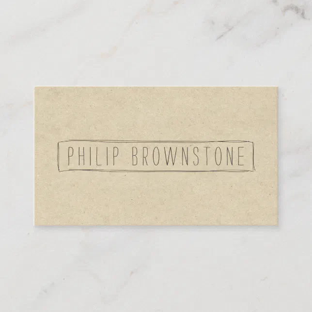 Unique Box Sketch Hand-Written Name on Cardboard Business Card | Zazzle