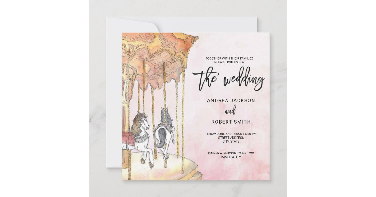 Unique Carousel Theme Wedding Invitation | Zazzle