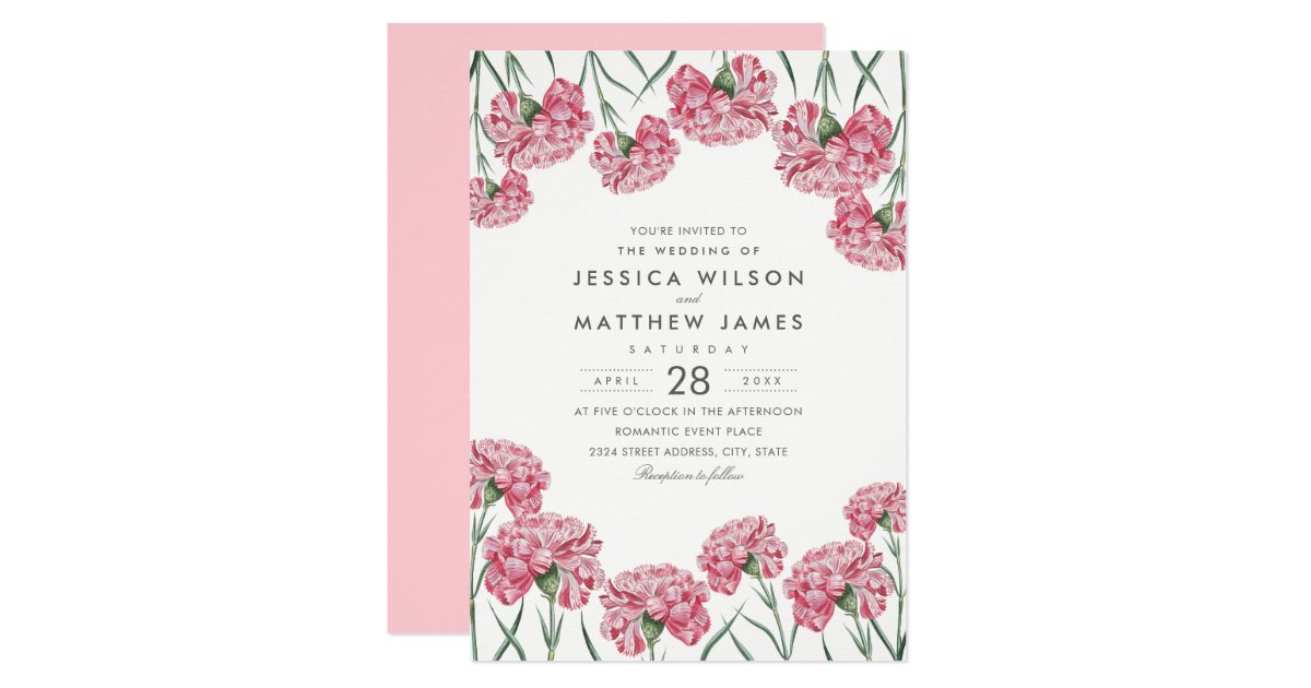 Unique Classic Pink Flowers Elegant Floral Wedding Invitation | Zazzle.com