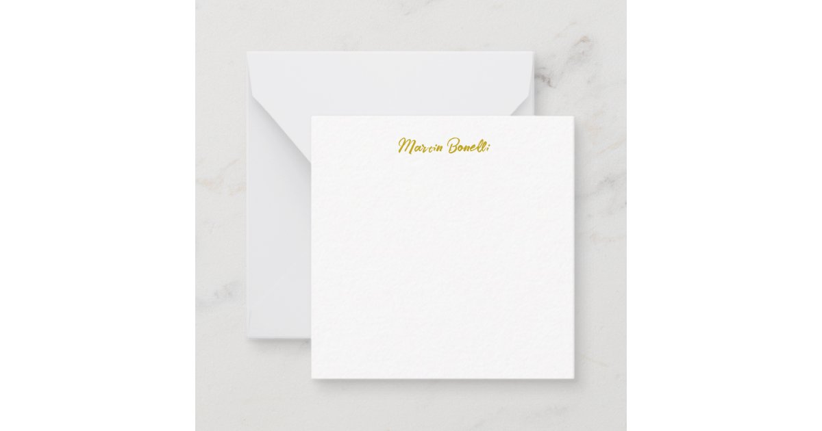 Unique Classic Simple Gold Color Name Calligraphy Note Card | Zazzle