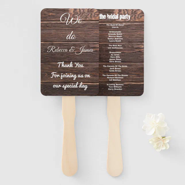 Unique Country Rustic Wedding Program Hand Fan | Zazzle