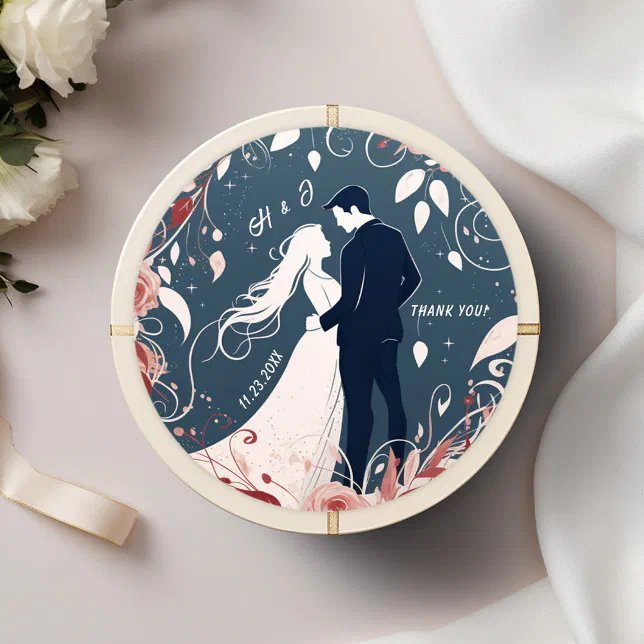 Unique Couple Watercolor Wedding Classic Round Sticker | Zazzle