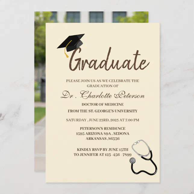 Unique Custom Photo Doctor Graduation Invitation | Zazzle