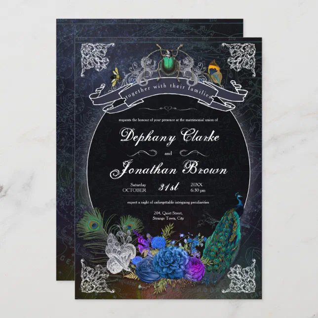 Unique Dark Fantasy Steampunk Peculiar Collage Invitation | Zazzle