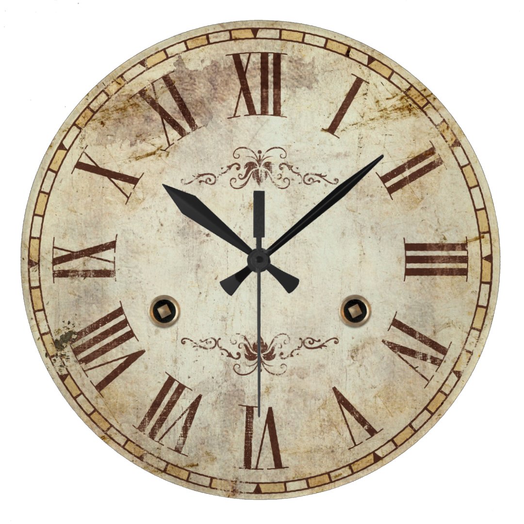 Unique Decorative Roman Numeral Vintage Rustic Large Clock | Zazzle