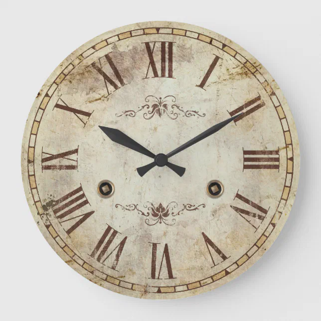 Unique Decorative Roman Numeral Vintage Rustic Large Clock | Zazzle
