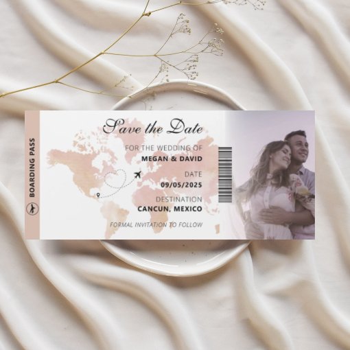 Unique Destination Map Boarding Pass Save the Date Magnetic Invitation ...