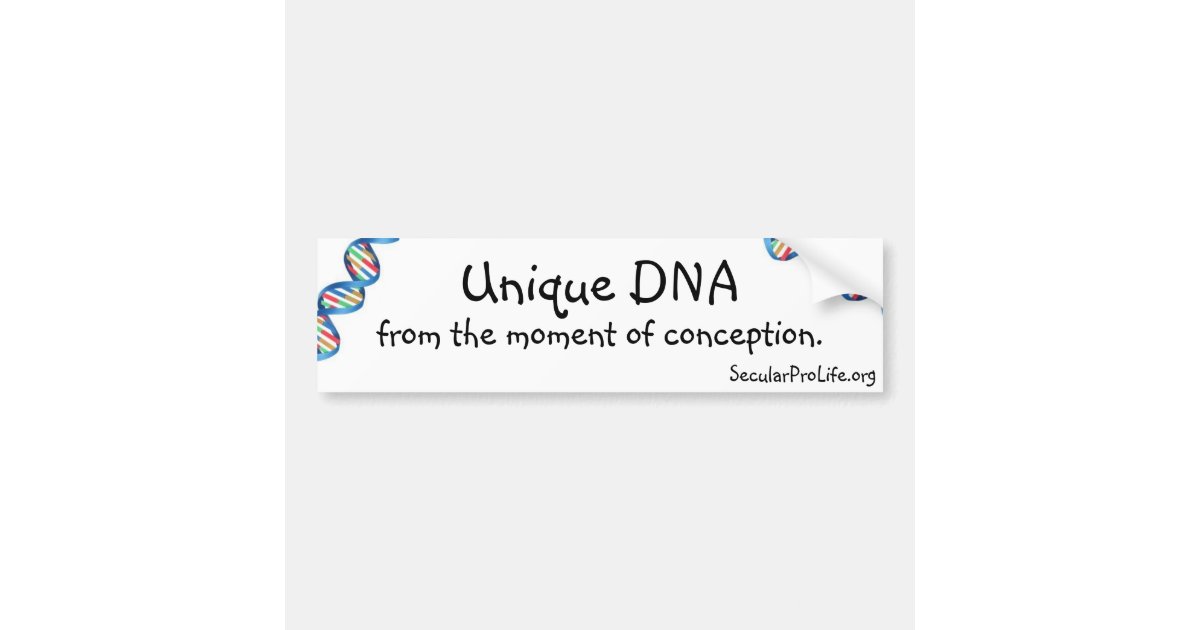 Unique DNA from the moment of conception. Bumper Sticker | Zazzle