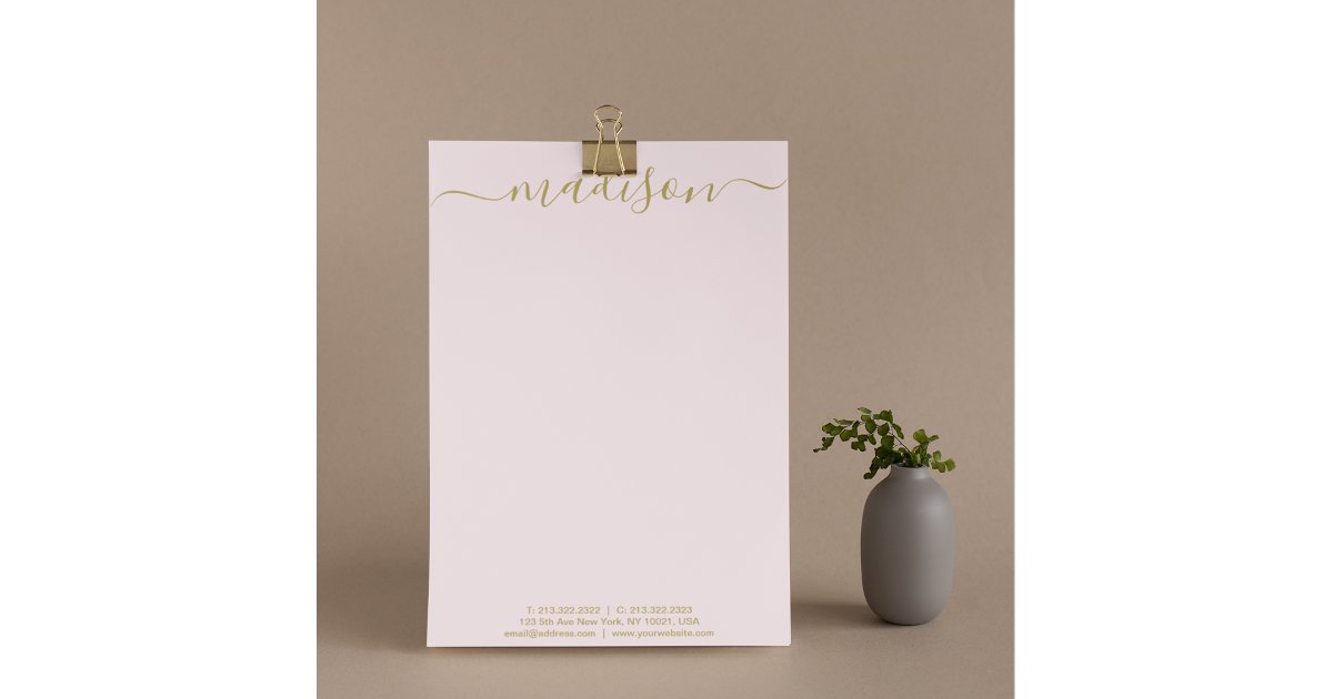Unique Elegant Gold Handwritten Script Letterhead | Zazzle