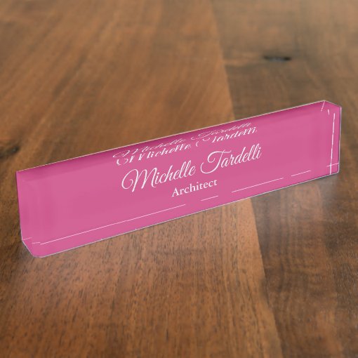Unique Elegant Minimalist Modern Feminine Plain Desk Name Plate | Zazzle