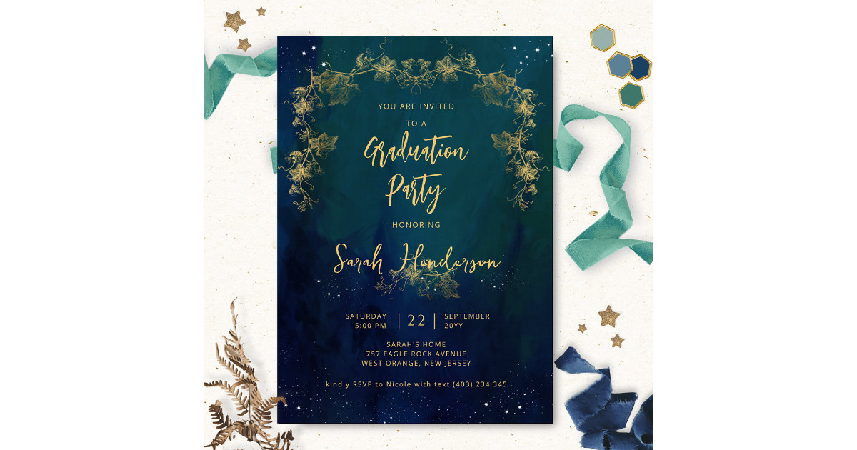 Unique Elegant Starry Night Graduation Party Invitation | Zazzle