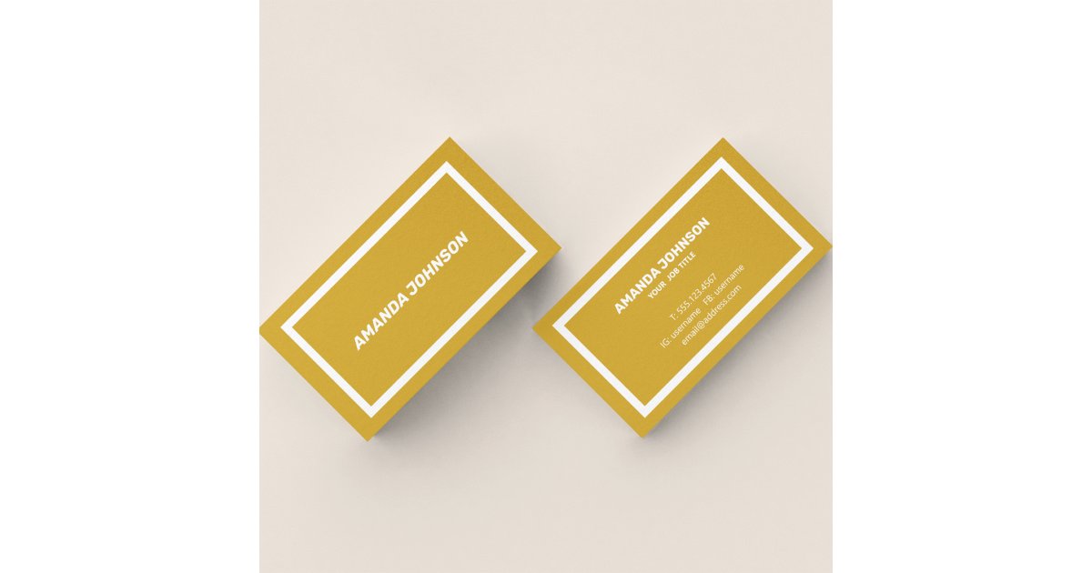 Unique Elegant Yellow Mustard Typography Script Business Card | Zazzle