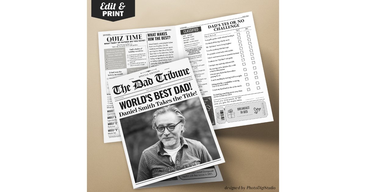 Unique Father's Day Card Newspaper Greeting Card | Zazzle