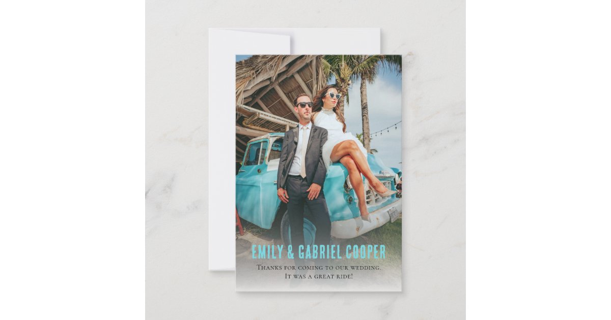 Unique Fun Kitschy Honeymoon Photo Wedding Thank You Card | Zazzle