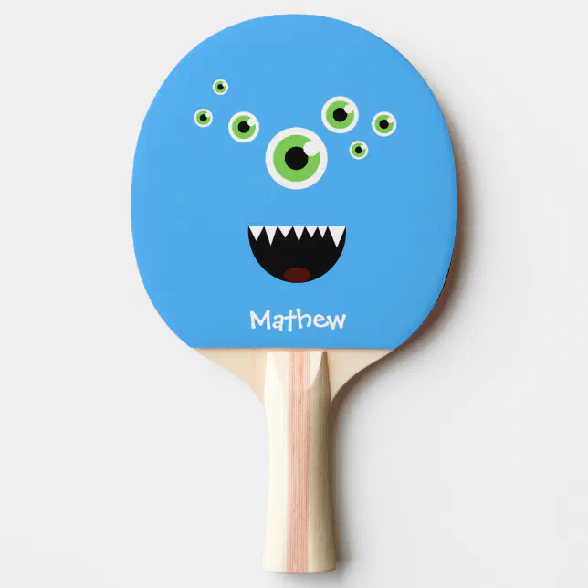 Unique Funny Crazy Cute Blue Monster Ping-Pong Paddle | Zazzle