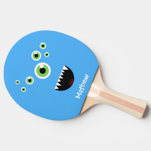 Unique Funny Crazy Cute Blue Monster Ping-Pong Paddle | Zazzle