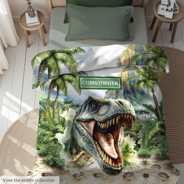 Unique Furious T-Rex Duvet Cover Personalized | Zazzle