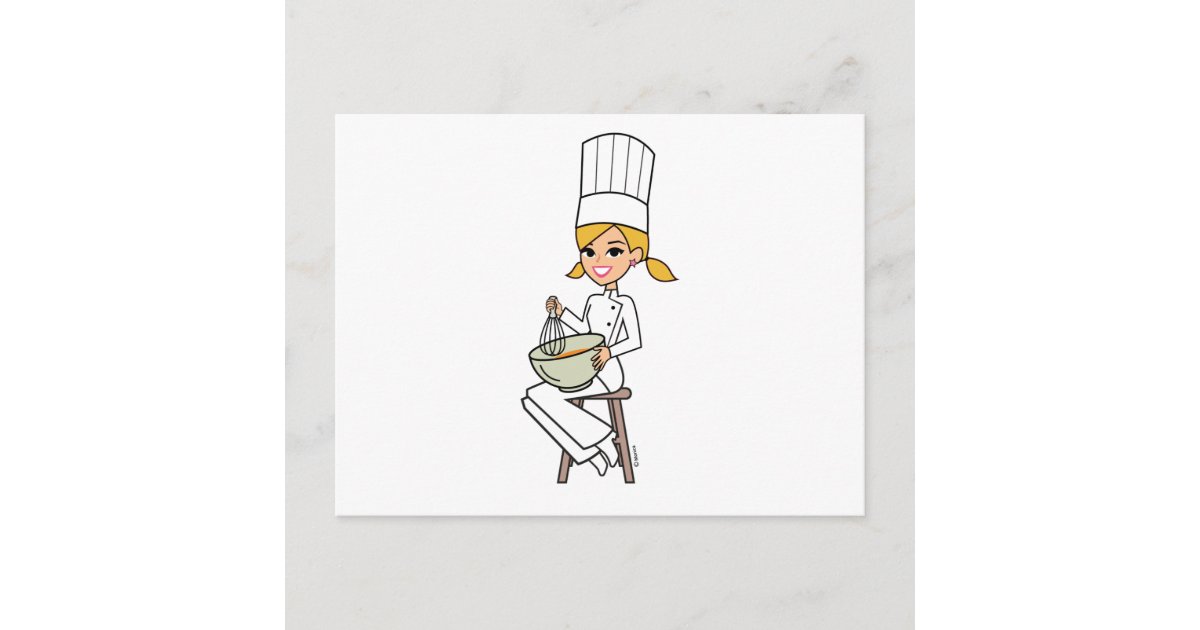 Unique Girl Chef Illustration Postcard | Zazzle