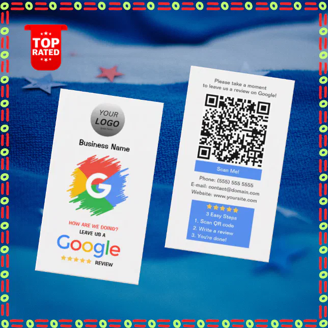 Unique Google Review Card with Logo and QR code | Zazzle