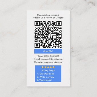 Unique Google Review Card with Logo and QR code | Zazzle