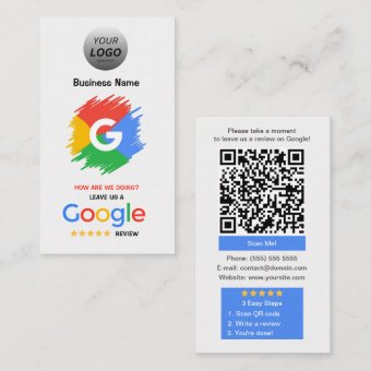 Unique Google Review Card with Logo and QR code | Zazzle