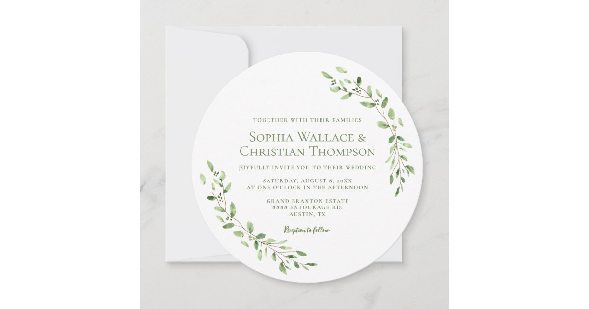 Unique Greenery Watercolor wreath Wedding monogram Invitation | Zazzle