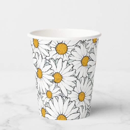 Unique Hip Summer Daisy Floral Pattern Watercolour Paper Cups | Zazzle