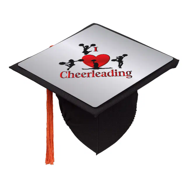 Unique I Heart Cheerleading Graduation Cap Topper | Zazzle