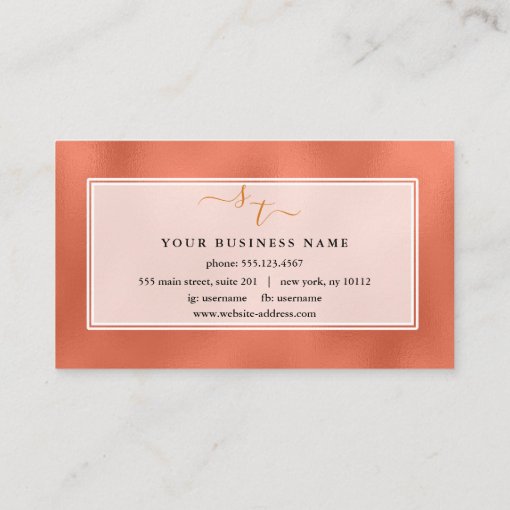Unique Initials Calligraphy Logo Copper Branding Business Card | Zazzle
