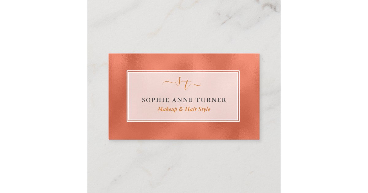 Unique Initials Calligraphy Logo Copper Branding Business Card | Zazzle