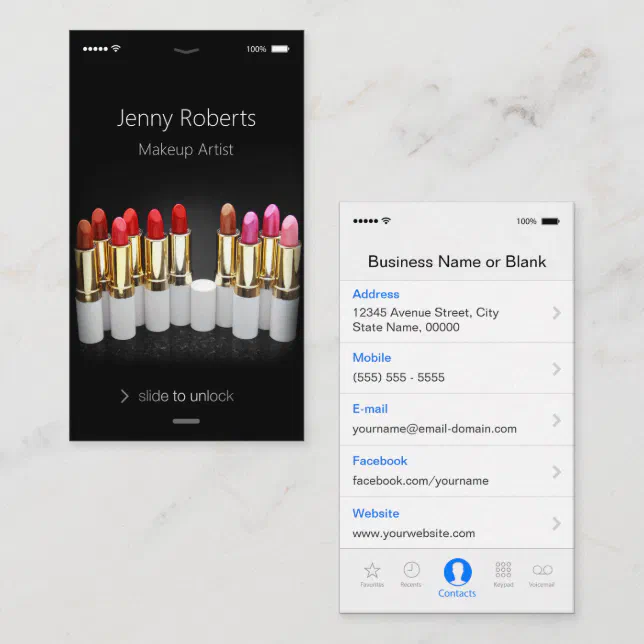 Unique iPhone iOS Style - Lipstick Makeup Artist Business Card | Zazzle