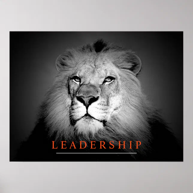 Unique Leadership King Lion Portrait Artwork Poster | Zazzle