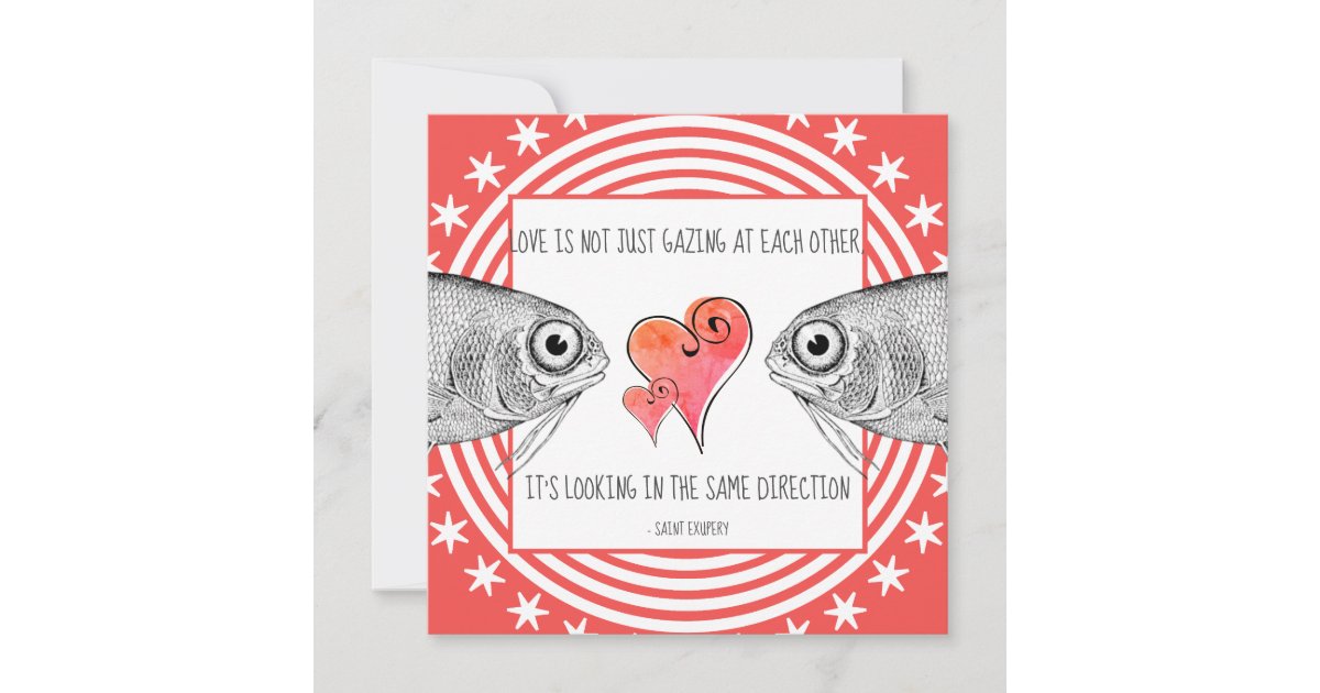 Unique Lovers Gaze Saint Exupery Quote Valentine Holiday Card | Zazzle
