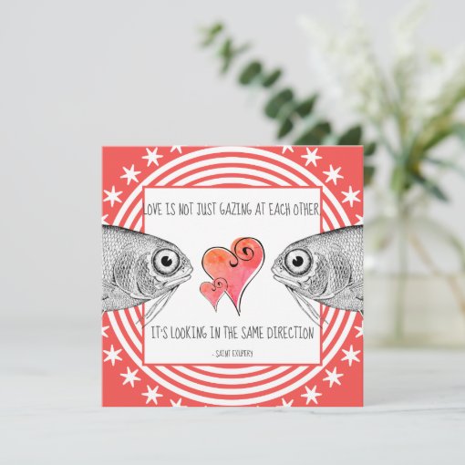 Unique Lovers Gaze Saint Exupery Quote Valentine Holiday Card | Zazzle