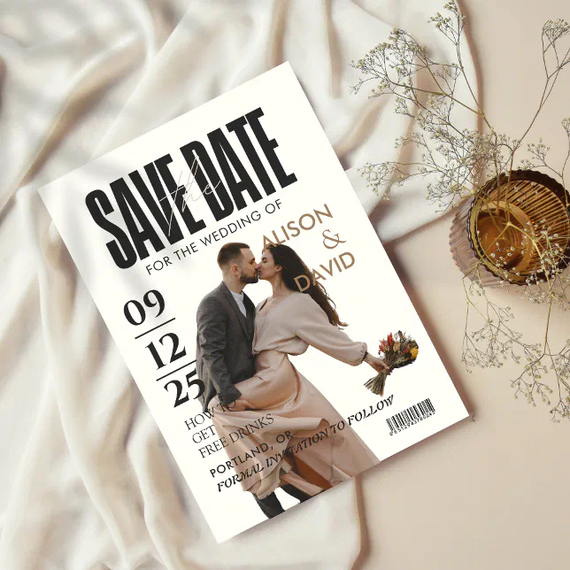 Unique Magazine 2 Photo Save The Date Wedding Invitation | Zazzle