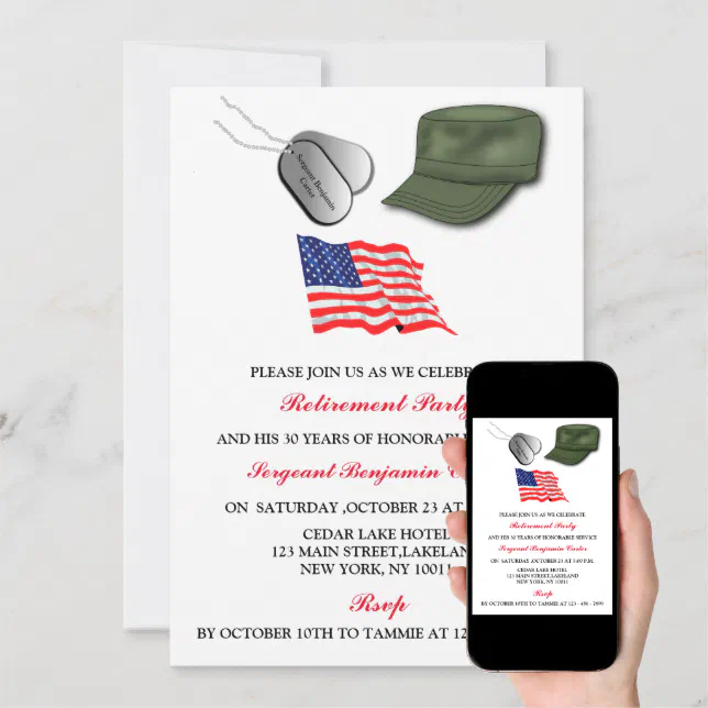 Unique Military Army Air force Retirement Party Invitation | Zazzle