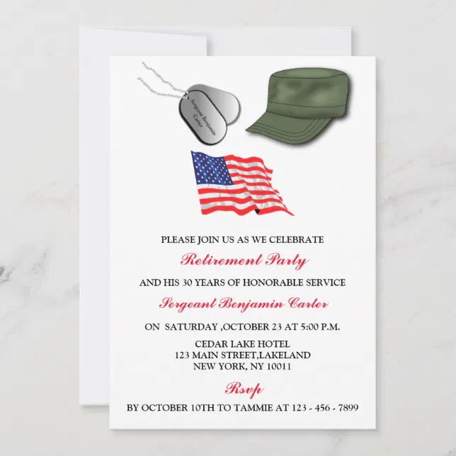 Unique Military Army Air force Retirement Party Invitation | Zazzle