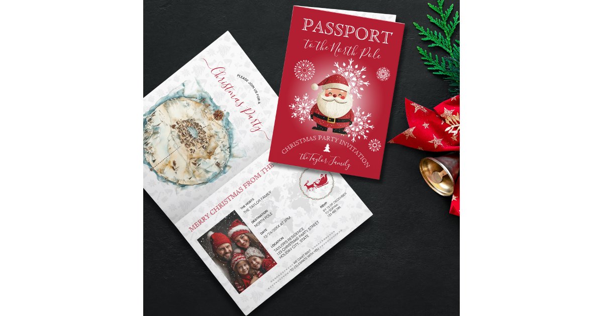 Unique Modern Christmas North Pole Passport Party Invitation | Zazzle