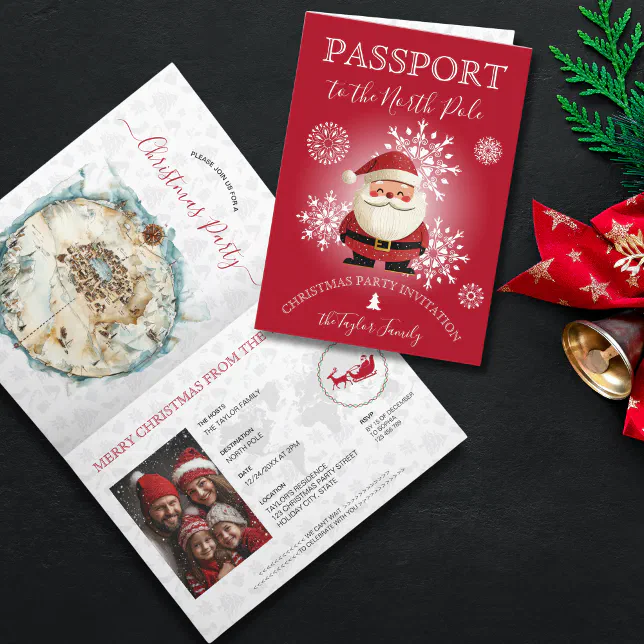 Unique Modern Christmas North Pole Passport Party Invitation | Zazzle