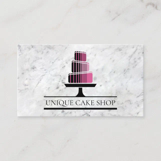 Unique Modern Geometric Tiered Cake Marble Bakery Business Card | Zazzle