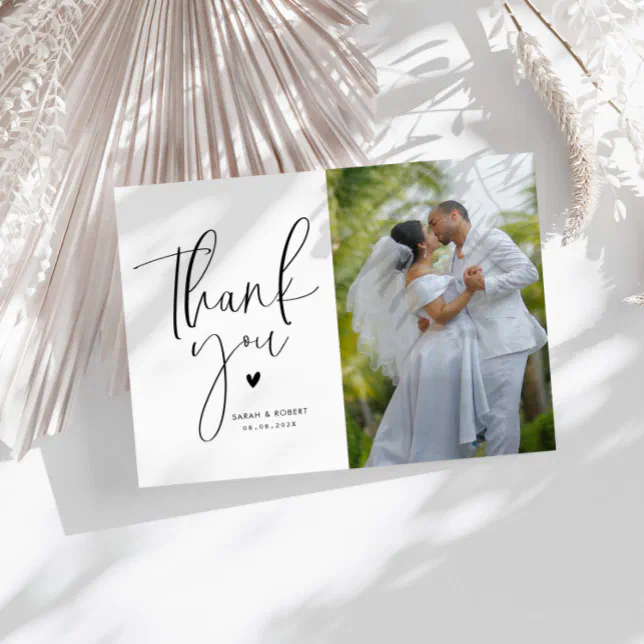 unique modern wedding thank you photo card | Zazzle