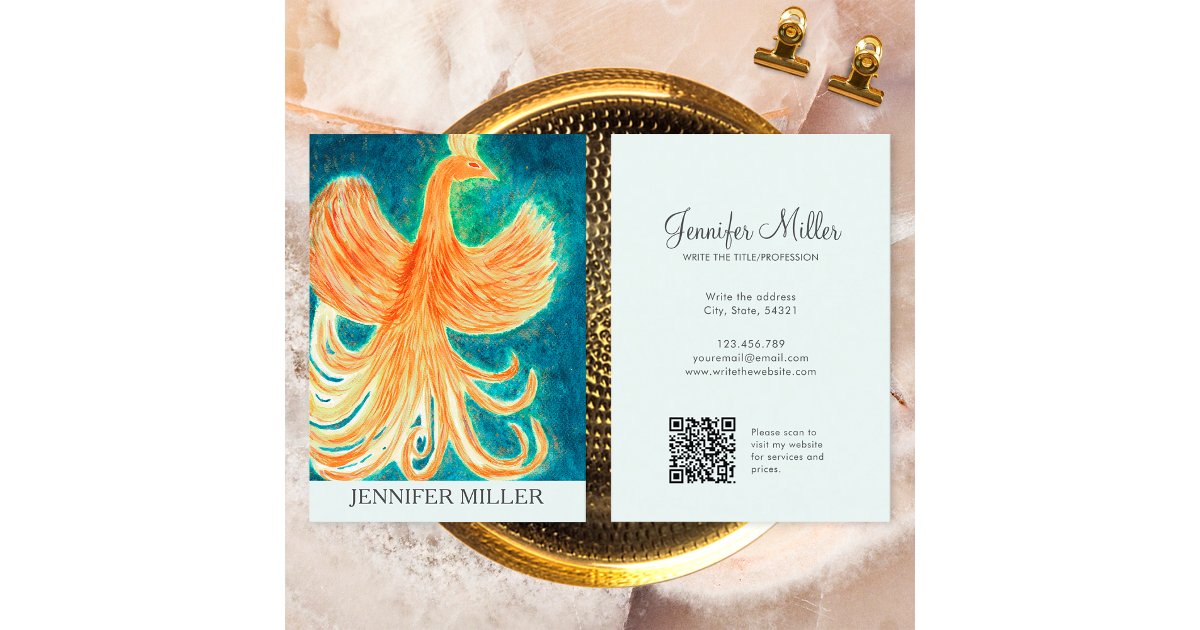 Unique Mythical Phoenix Bird Rising Watercolor Business Card | Zazzle